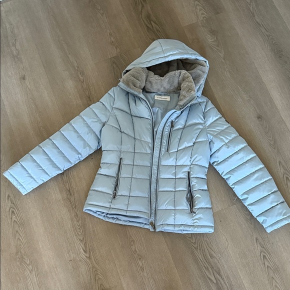 Calvin Klein | Jackets & Coats | Calvin Klein Light Blue Hooded Puffer ...